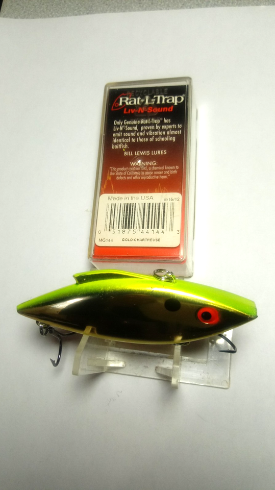 RAT-L-TRAP, "MAG TRAP 3/4OZ", GOLD AND CHARTREUSE PATTERN, NIB, C.2012 ...