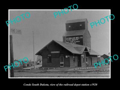 OLD 8x6 HISTORIC PHOTO OF CONDE SOUTH DAKOTA RAILROAD DEPOT STATION ...