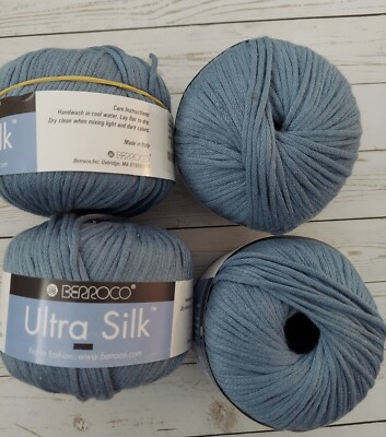 Berroco Ultra Silk Yarn Yards 98 or 50 grams Weight 4 Aran Med Blue | eBay