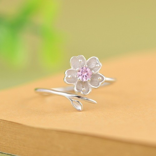 N05 Subtle Ring Blossom Cherry Blossom Sterling Silver 925 Adjustable ...