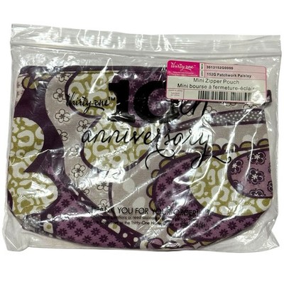 Thirty One Cosmetic Bag Purple/Gray Paisley Pattern Zip Closure | eBay