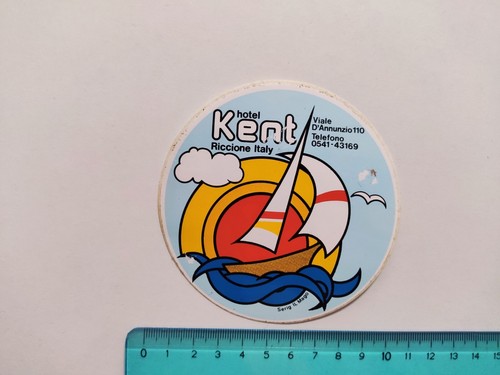 Adhesive Hotel Kent Riccione Sticker Autocollant Vintage 80s Original ...