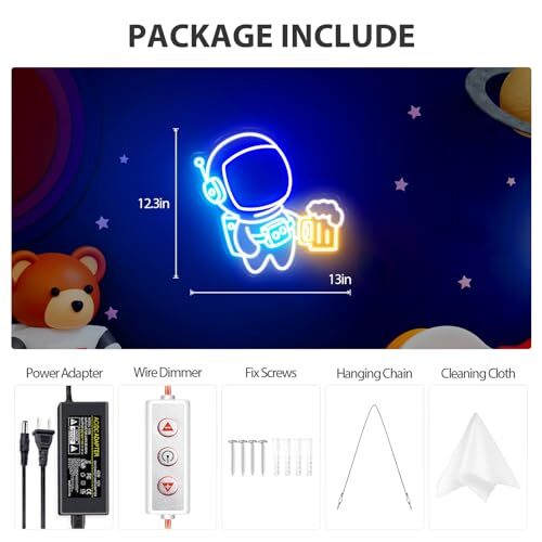 Astronaut Hold Beer Neon Sign for Wall Decor Cool Spaceman LED Light ...
