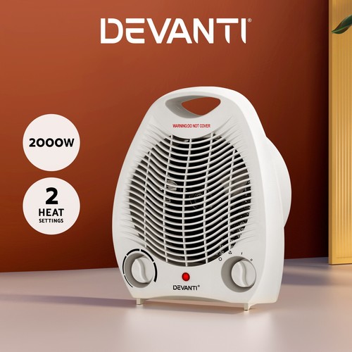 Devanti Electric Fan Heater Portable Room Office Heaters Hot Cool Wind ...