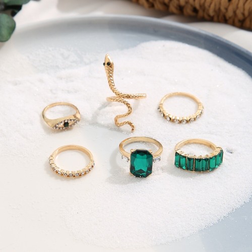 Electroplate Retro Inlaid Diamond Ring Alloy Finger Ring Serpentine ...