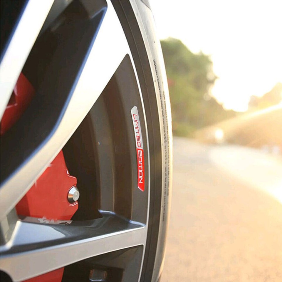 4pcs Red Limited Edition Logo Car Wheel Hub Stickers Emblem Badge ...