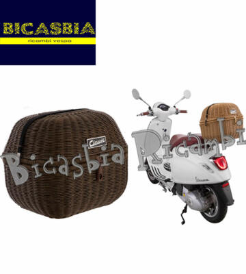 12596 - Round Metal/Eco-Leather Luggage Rack Basket Dark Brown Vespa | eBay