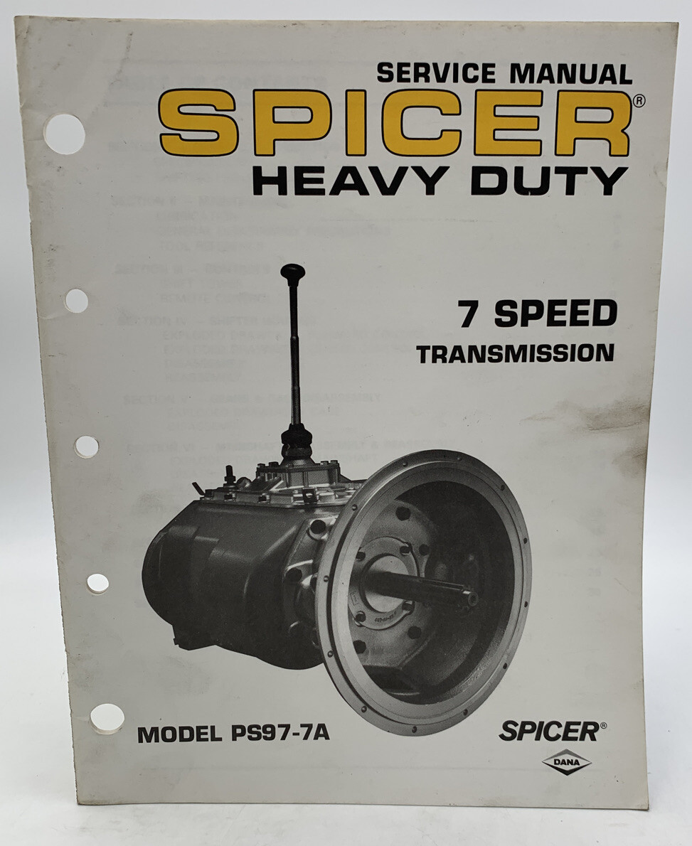 Spicer Transmission Service Manual PS97-7A 7 Speed Shop Repair Book ...