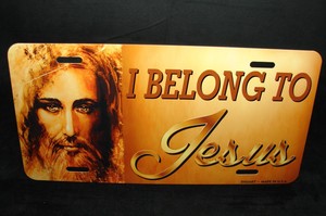 JESUS CHRIST METAL CAR LICENSE PLATE RELIGIOUS CHRISTIAN I BELONG TO ...