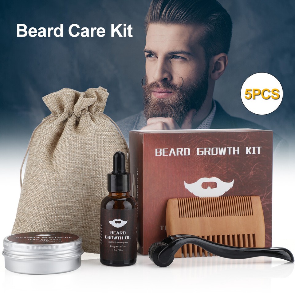 5X Fast Beard Growth Boost Kit Mustache Growth Oil & Brush & Comb ...