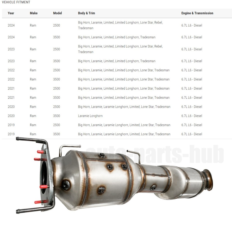 Catalytic Converter For 2019-2024 Dodge Ram 2500 3500 6.7L Diesel ...