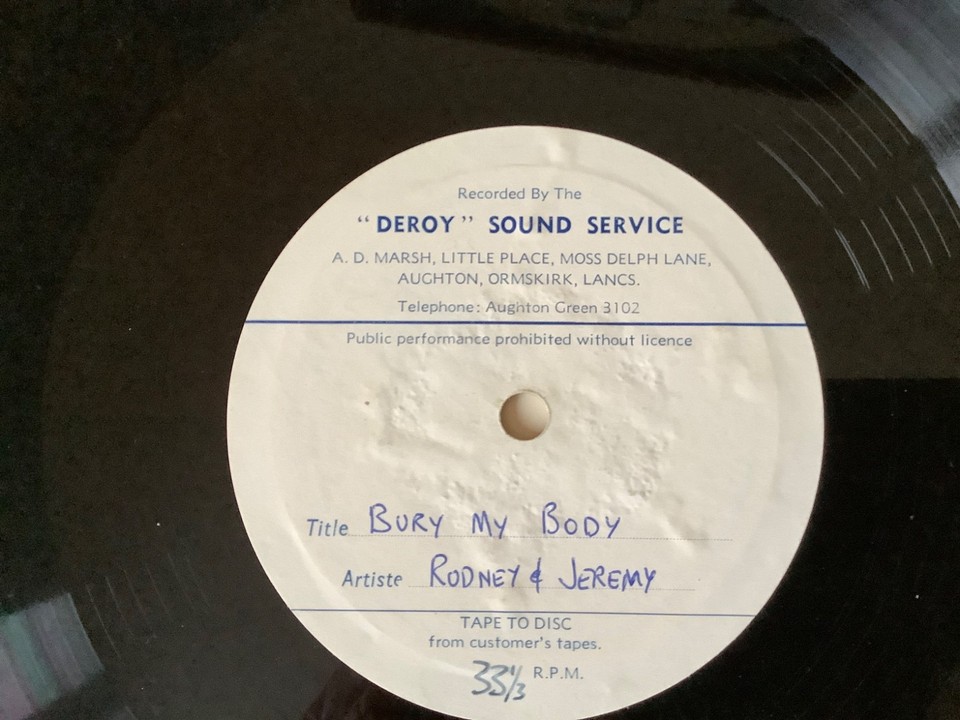 Rodney & Jeremy 10” DEROY ACETATE 10 track folk LP Private Press 1965 ...