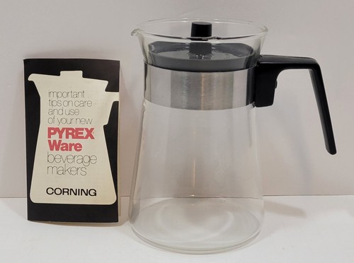 Vintage Pyrex 6" Clear Coffee Carafe Pot MCM Black Lid & Handle 7802-C ...