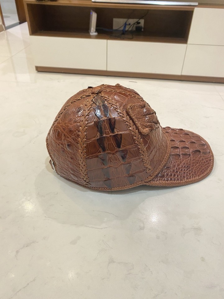 Brown Leather Genuine Crocodile Skin Hat! | eBay