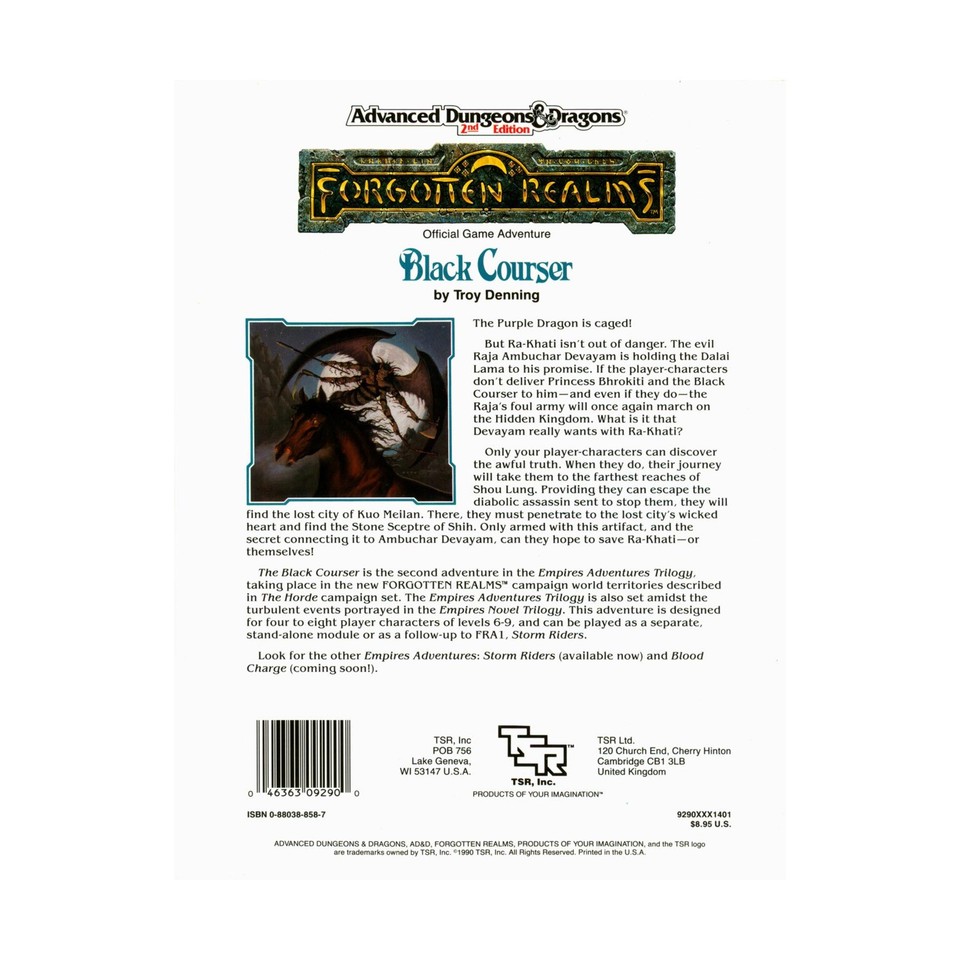 TSR Forgotten Realms Empires Adventures Trilogy #2 - Black Courser VG+ ...