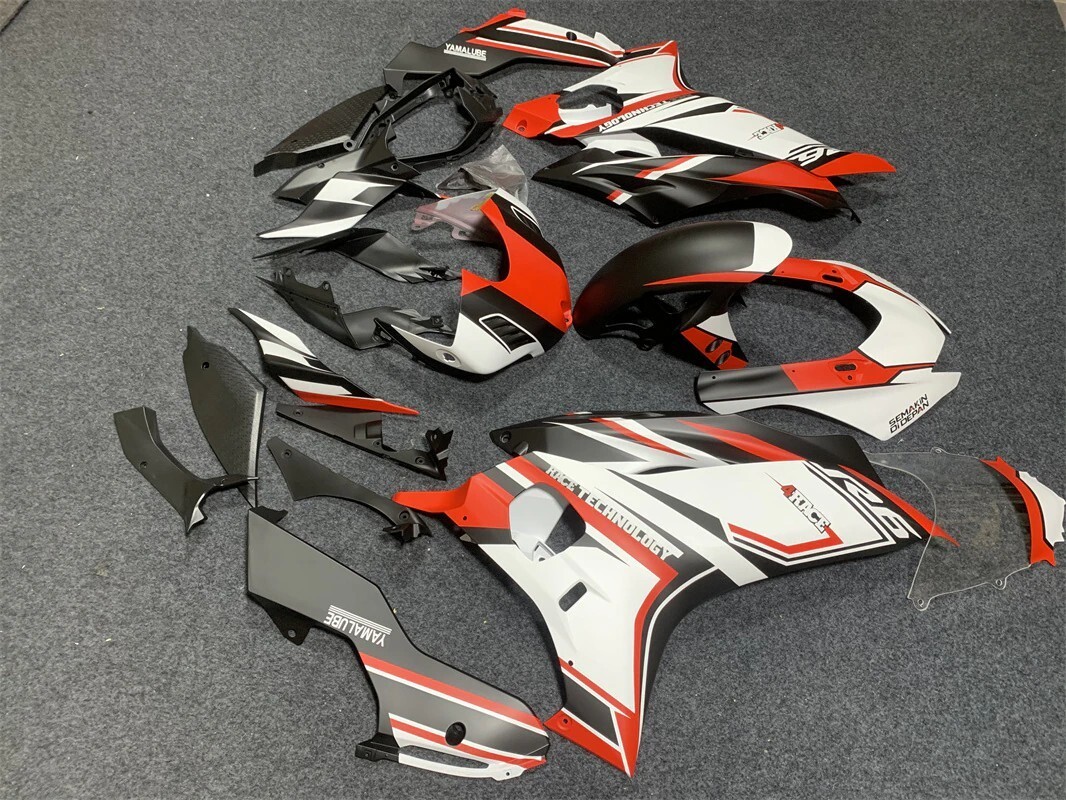 Matte White Red Fairing Kit for Yamaha YZF R6 2017-2023 ABS Injection ...
