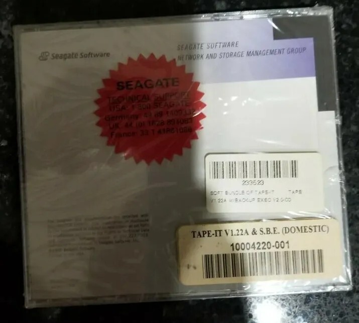 NEW SEALED Seagate Pc Software Backup Exec & Tape-It CD-rom & 3 in Disk ...