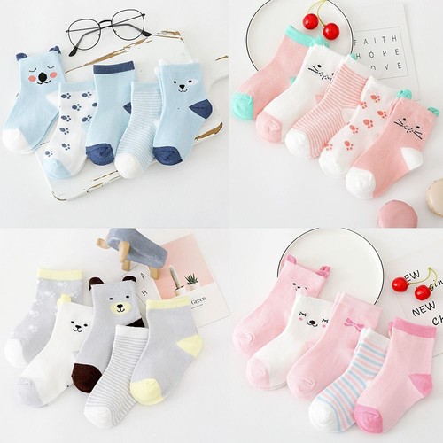 5 Pairs/Lot Cartoon Baby Socks Soft Knit Toddler Sleeping Socks For 0-6 ...