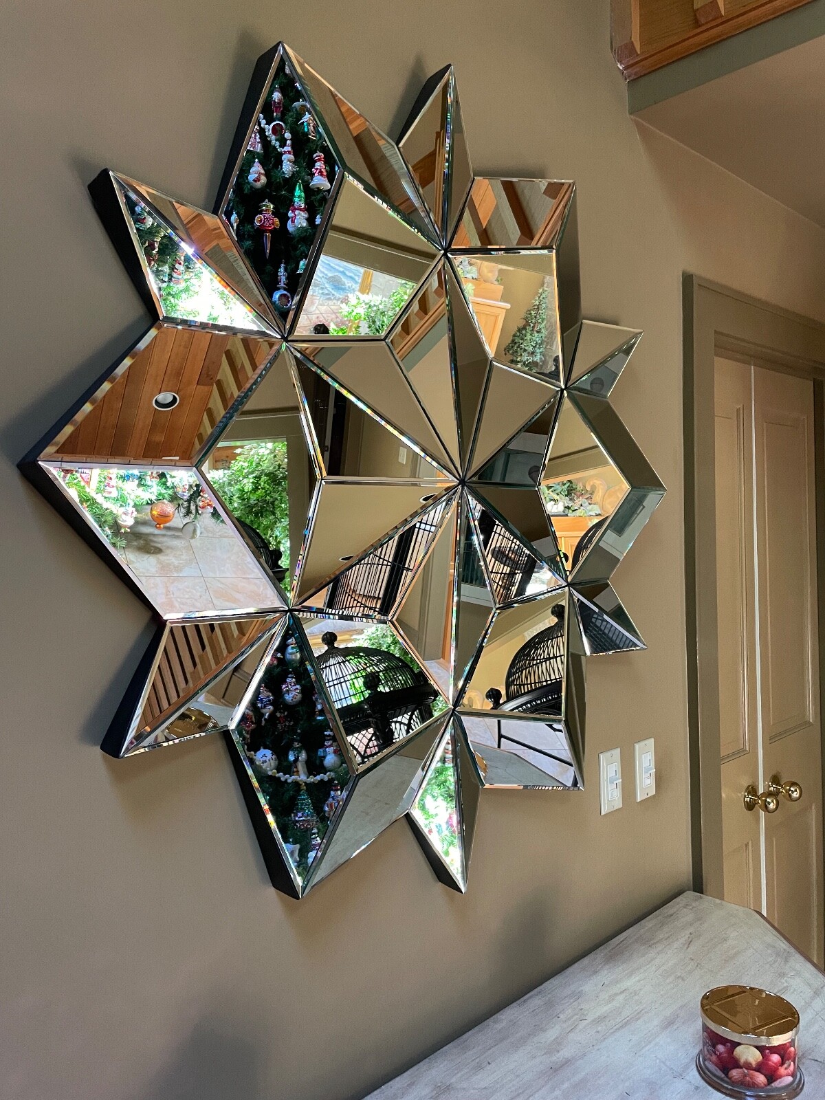 Venetian Three-Dimensional Star Shaped Wall Mirror with Clear Angled ...