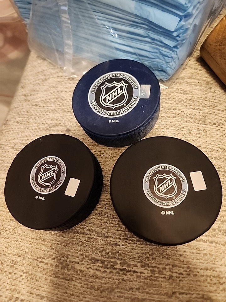 Florida Panthers Hockey Pucks 1 Blue 2 Black Offical NHL Pucks | eBay
