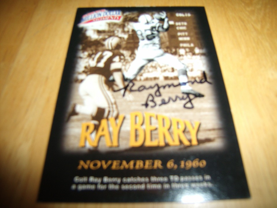 RAYMOND BERRY AUTOGRAPHED FOOTBALL CARD BALTIMORE COLTS FLEER 97-98 | eBay