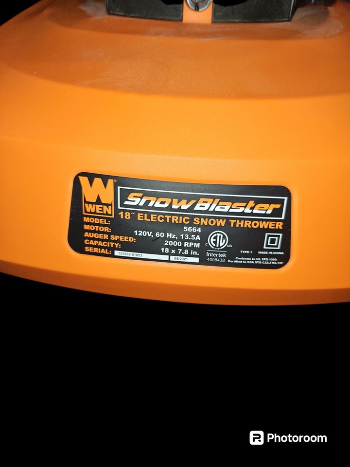 WEN 5664 Snow Blaster 13.5-Amp 18-Inch Electric Snow Thrower | eBay