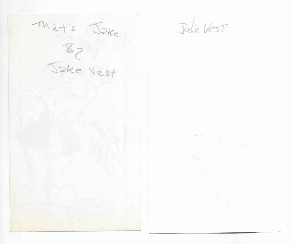Jake Vest HAND SIGNED DRAWN Jake Loretta SKETCH CARD LOT Cartoonist ...