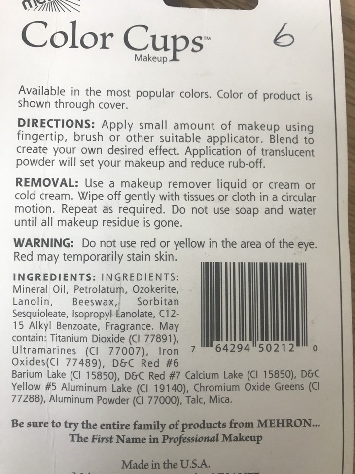Mehron Cream Makeup Carded Color Cup .5oz Halloween | eBay