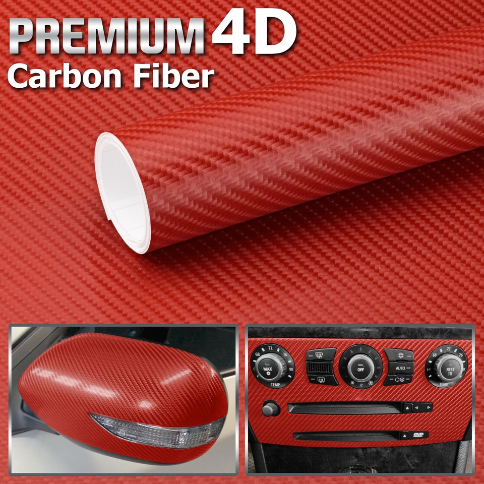 *Premium 4D Gloss Carbon Fiber Vinyl Sticker Wrap Decal Sheet Bubble ...