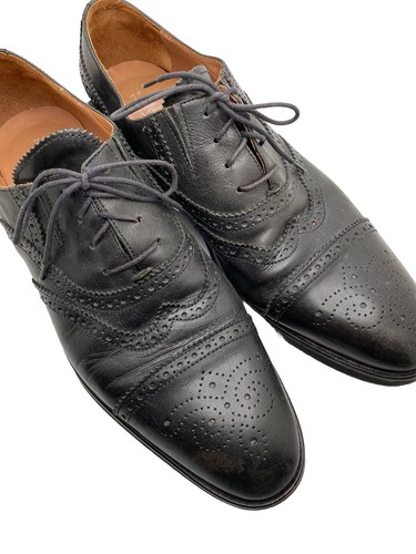 Mike Konos Black Wingtip Oxford Dress Shoes Men's 12 Italy Rubber Soles ...