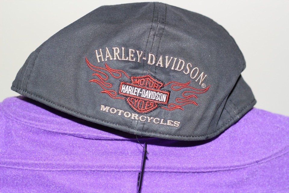 Harley Davidson Motorcycles Flame Logo Dark Gray Ivy Flat Cap Hat Biker ...