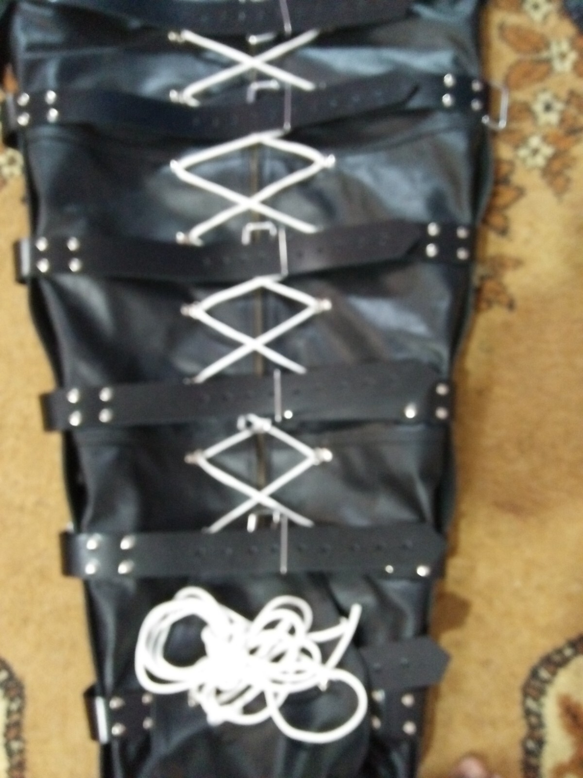 STRONG HEAVY DUTY GENUINE LEATHER BONDAGE STRAIGHT BINDER SLEEP SACK ...