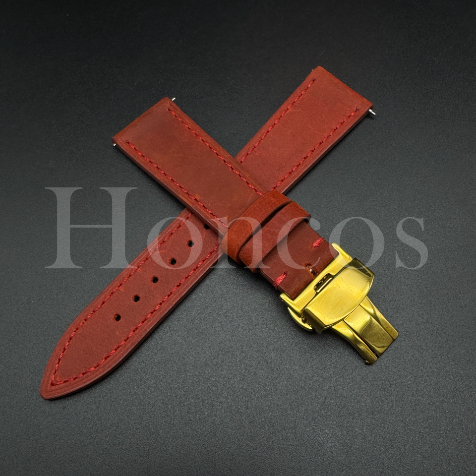 18-22 MM Vintage Leather Watch Band Strap Clasp Quick Release Fits ...