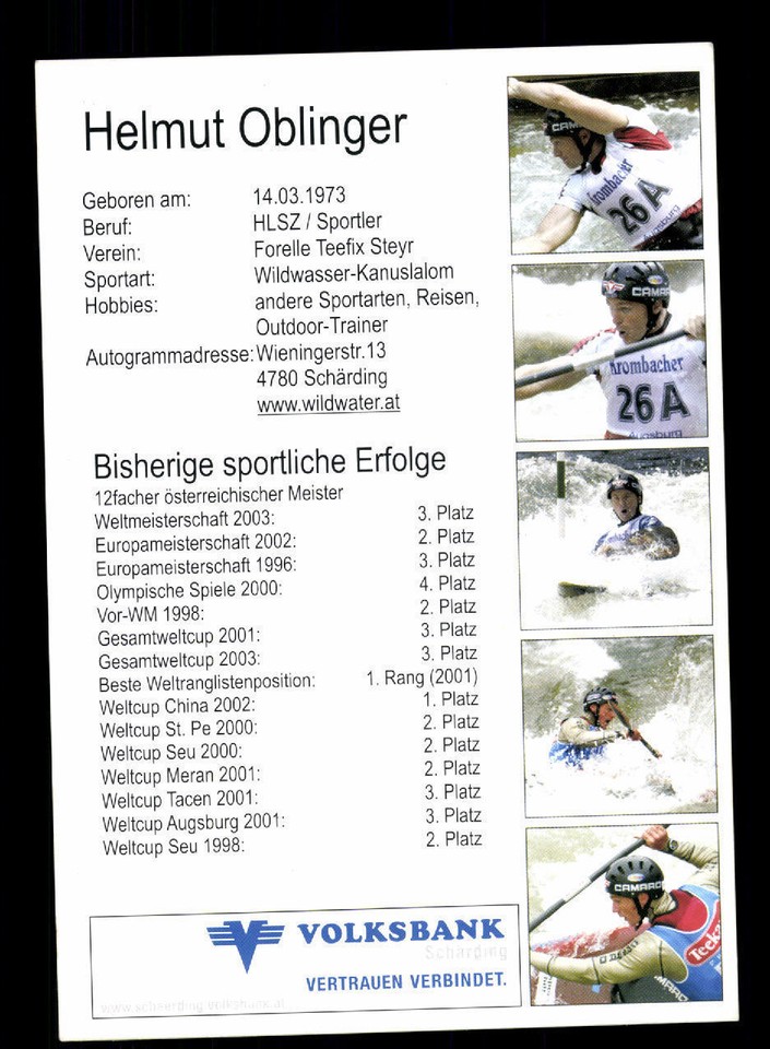 Helmut Oblinger Autogrammkarte Original Signiert Rudern + A 176634 | eBay