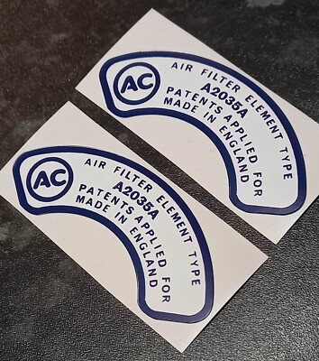 AC Delco Air Filter Stickers A2035A Triumph TR4 2000 2200 | eBay