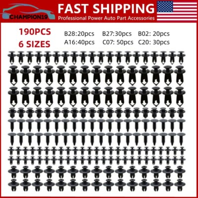 190pcs Universal Car Body Fastener Plastic Clips Rivet Panel Fender ...