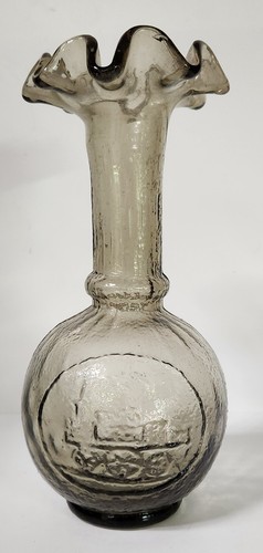 Vintage Smokey Glass Steam Engine/Train Ruffle Vase | eBay