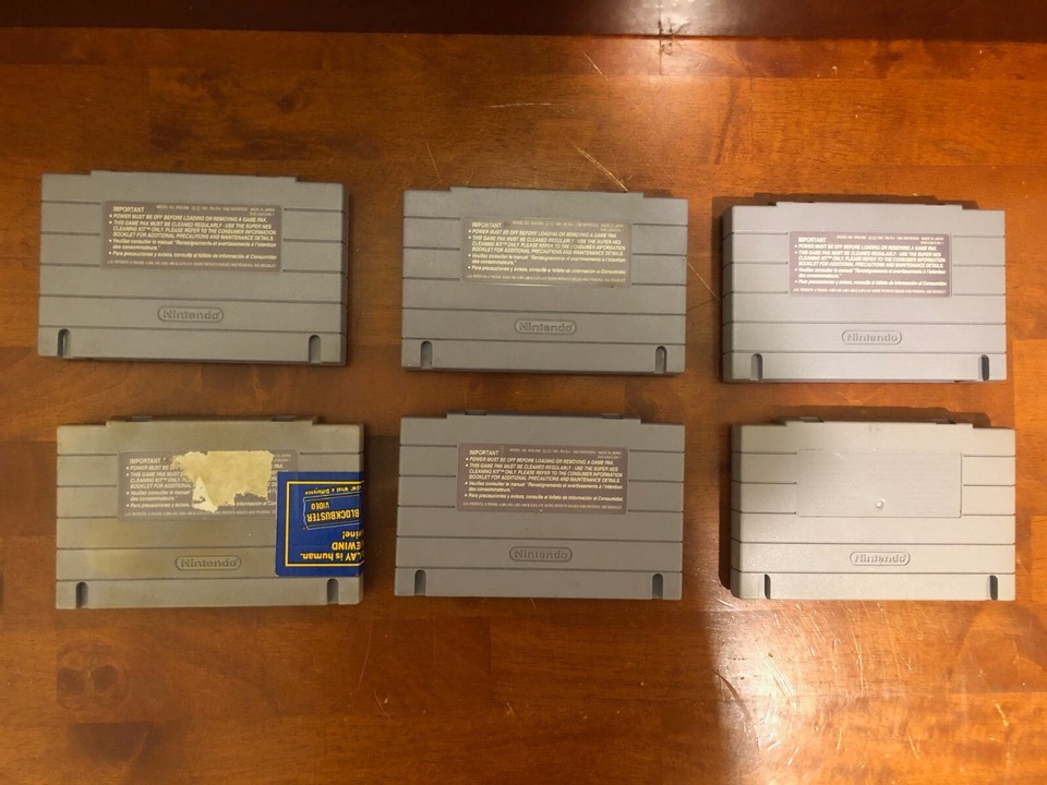 SNES game lot of 6 - Donkey Kong Country 1 2 3, Mario Kart, Aladdin ...