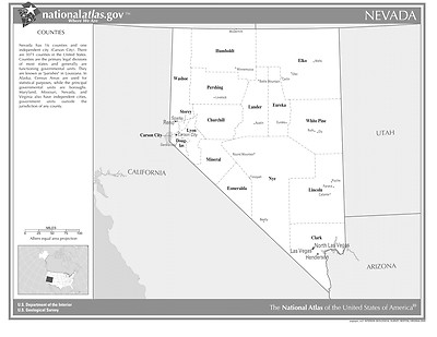 Nevada State Counties w/Cities (Black&White) Laminated Wall Map | eBay