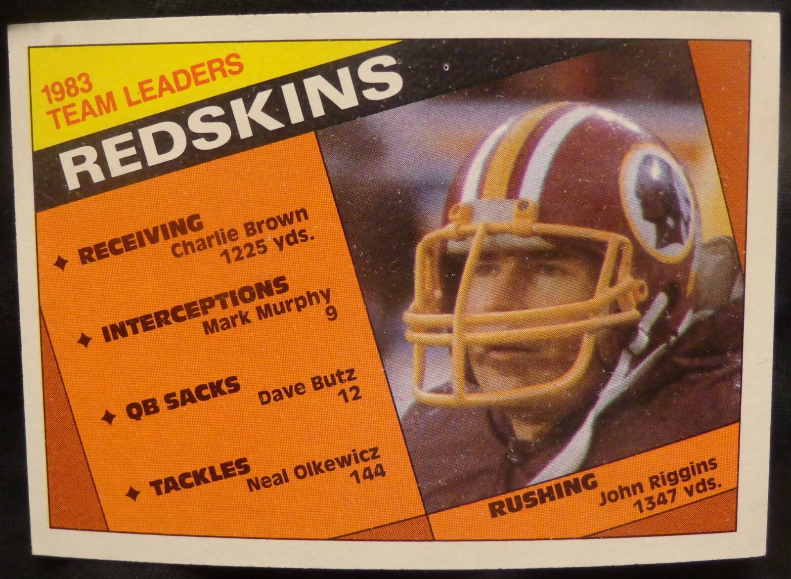 1984 Topps Football #375 John Riggins - Redskins Leaders - Kansas ...