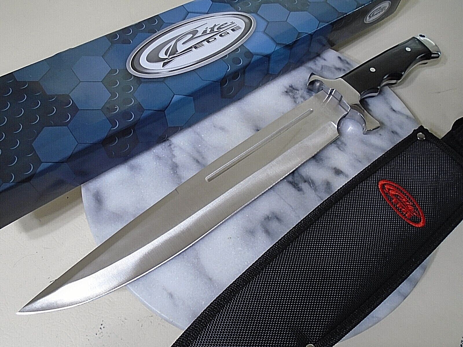 Rite Edge Denali Toothpick Bowie Knife Fixed Blade Full Tang Black Wood ...