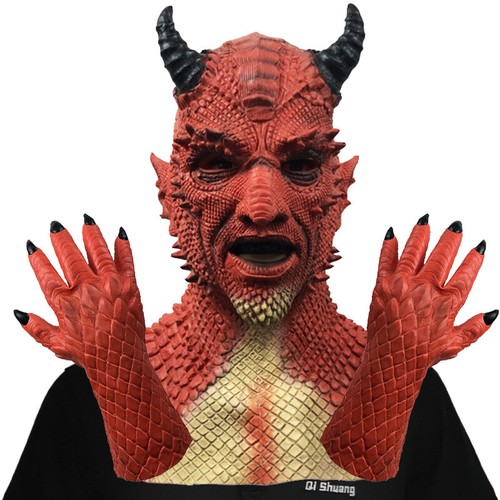 Masquerade Halloween Latex Creepy Belial mask Prank party Cosplay ...