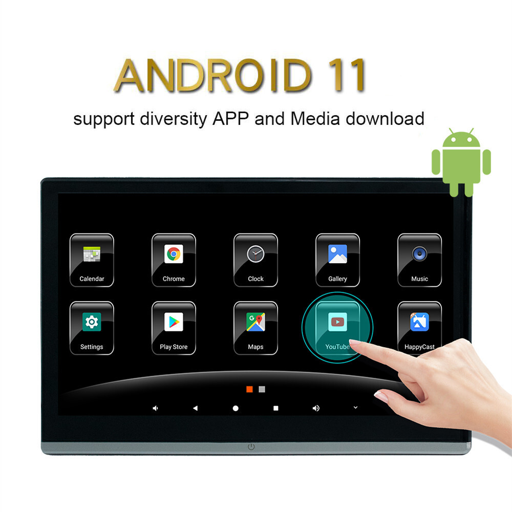 2Pcs 13.3in Car Rear Android Headrest Monitor Bluetooth Touch Screen ...