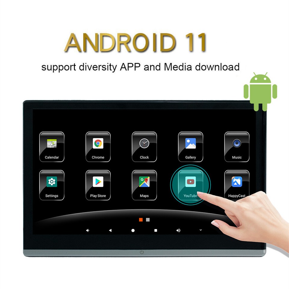 2Pcs 13.3in Car Rear Android Headrest Monitor Bluetooth Touch Screen ...