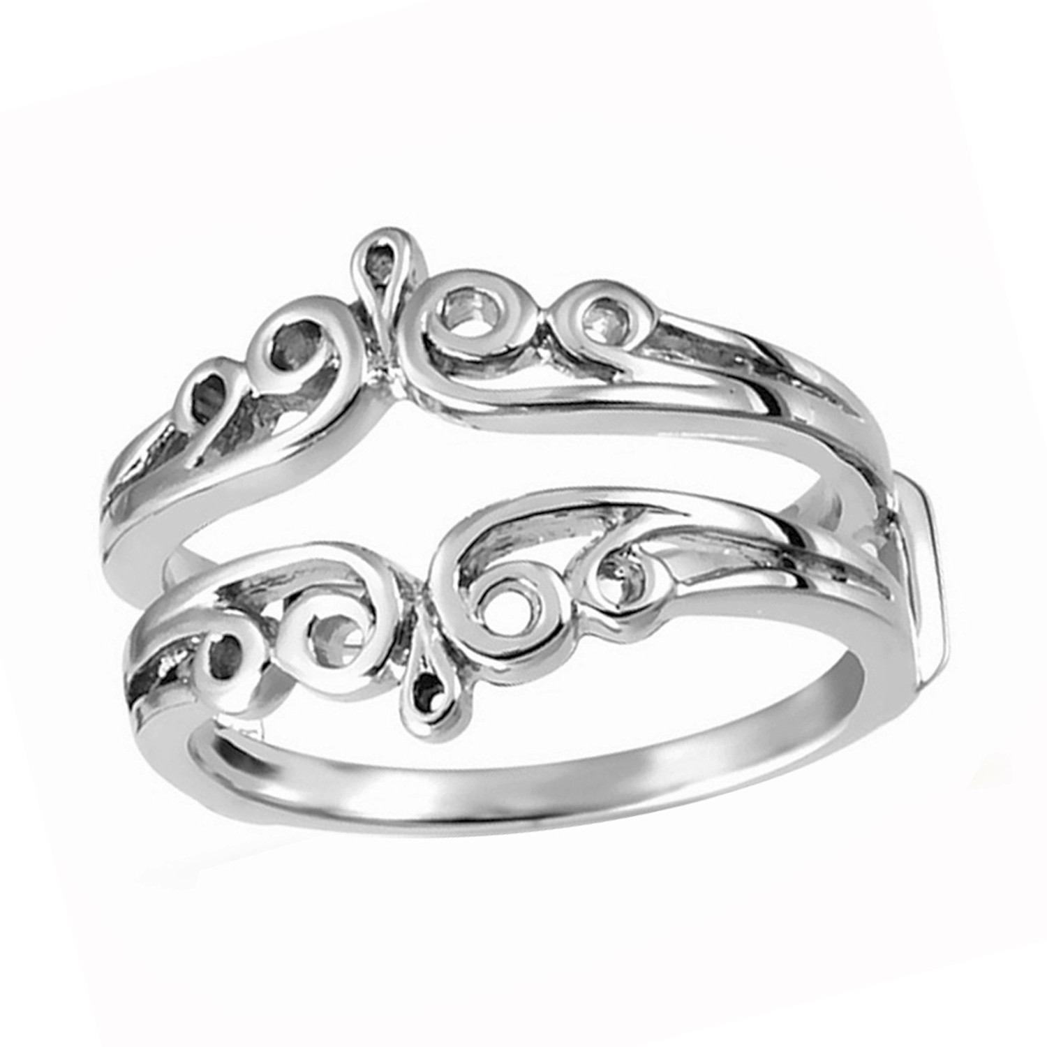 14K White Gold Plated Silver Engagement Wedding Guard Insert Enhancer ...