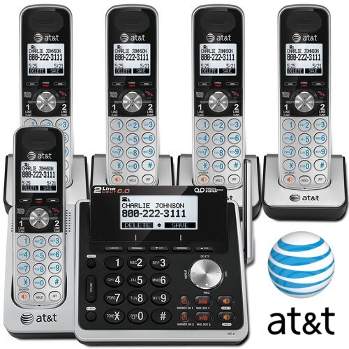 2-Line Home Office Answering System with 5 Cordless Phones Set TL88102 ...