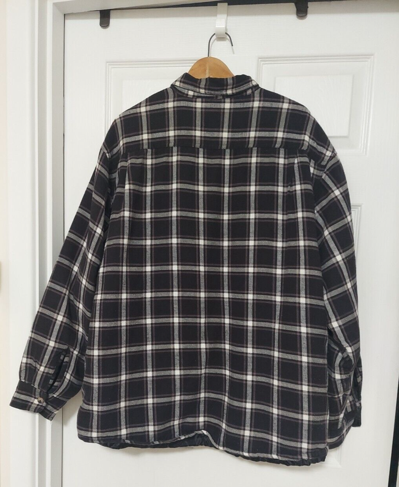 Wrangler Shacket Men 2XL Black Plaid Flannel Shirt Jacket Quilt Lined ...