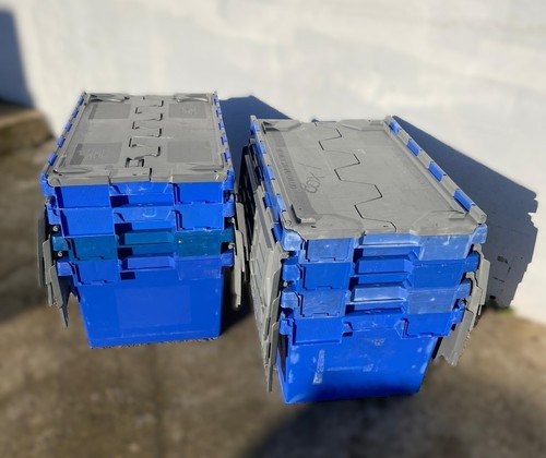 4 x 90ltr EXTRA LARGE Heavy Duty Storage Tote Boxes 710 x 460 x 360mm B ...