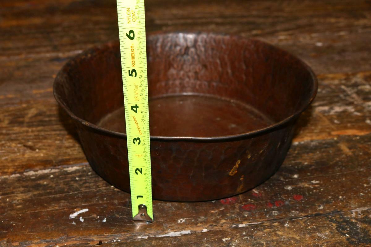 Copper Round Dish Pot Form Hammered Unique Props Patina Decor Garden HL ...