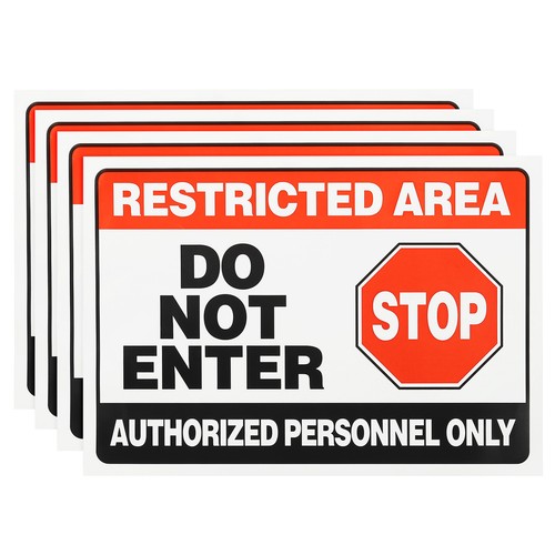 4pcs Restricted Area Do Not Enter Stickers 10 x 7 Inch for Indoor ...